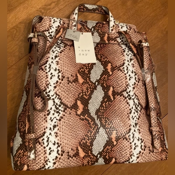 a new day | Bags | Nwt Snake Print Modern Soft Midsize Backpack A New ...